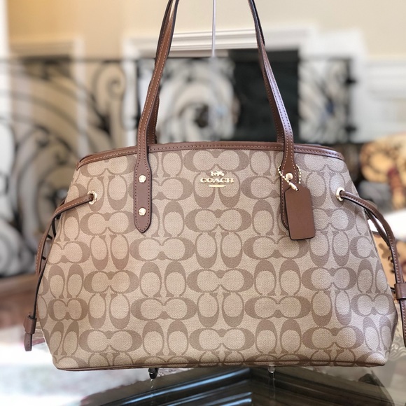 Coach | Bags | Authentic Coach Drawstring Signature Carryall Tote ...